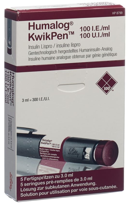 HUMALOG KwikPen Insuline sol inj 100 IE/ml stylo pré 3 ml | Commander en ligne