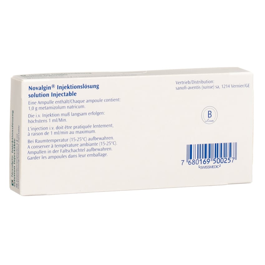 NOVALGIN Inj Lös 1 g/2ml i.m./i.v Amp 2 ml | Online bestellen