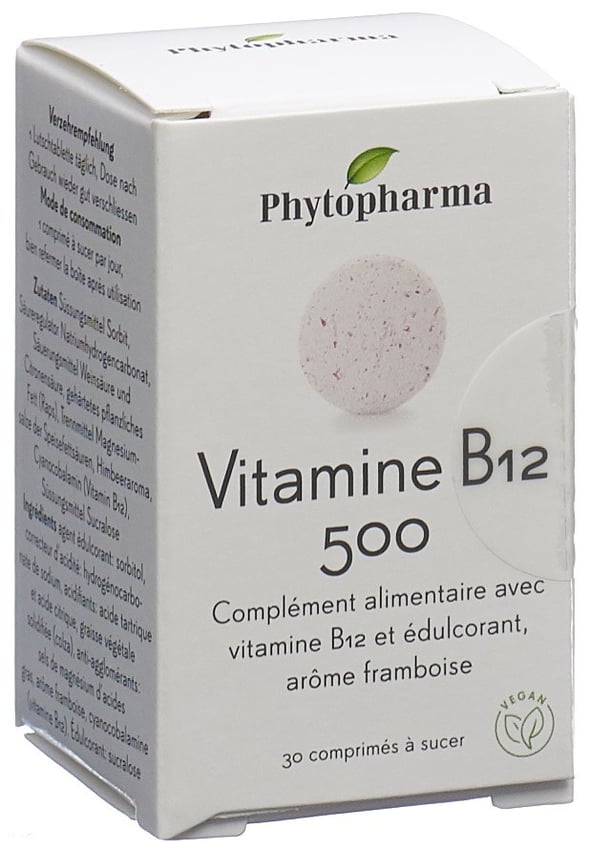 PHYTOPHARMA Vitamine B12 cpr sucer 500 mcg bte 30 pce | Commander en ligne