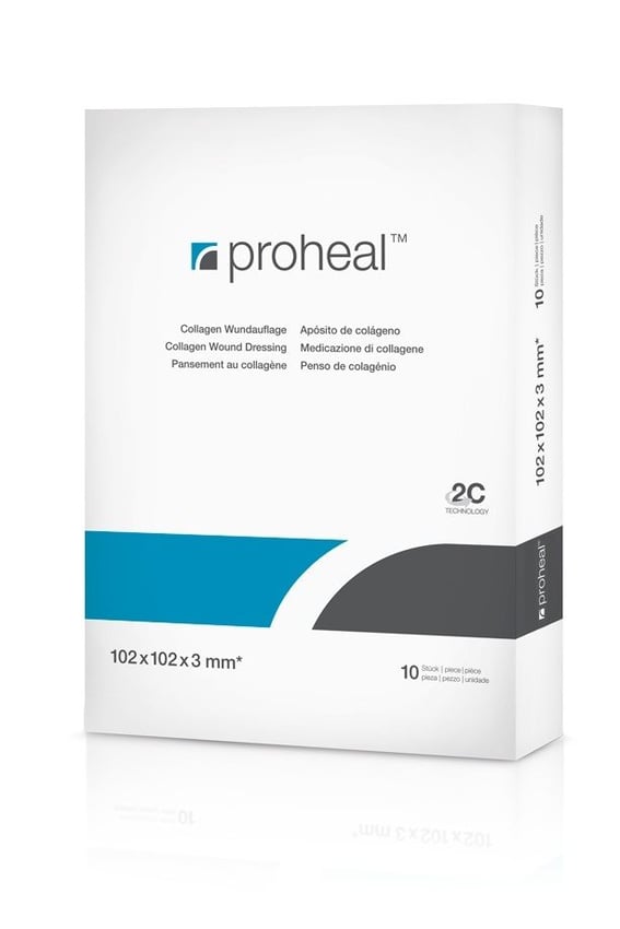 Proheal Collagen Wundauflage 102x102x3mm 10 Stk | Online bestellen