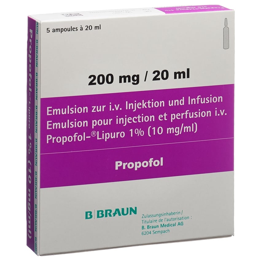 PROPOFOL LIPURO 1% émuls inj 200 mg/20ml amp 20 ml | Commander en ligne