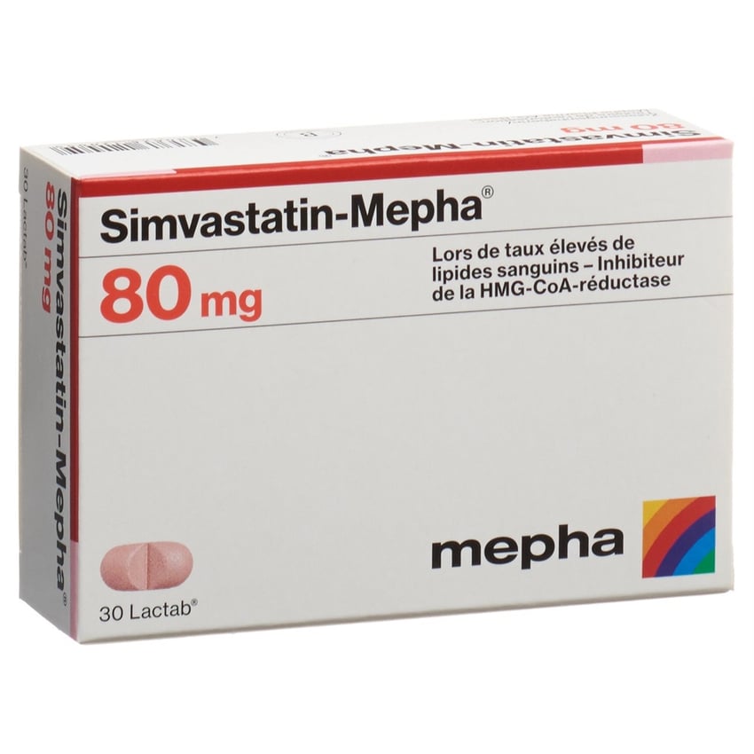 SIMVASTATINE Mepha cpr pell 80 mg blist 30 pce | Commander en ligne