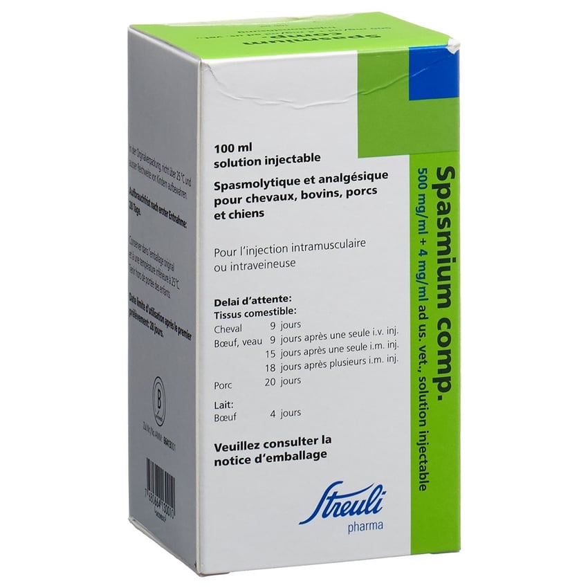 SPASMIUM comp. 500 mg/ml + 4 mg/ml sol inj ad us. vet. fl 100 ml ...
