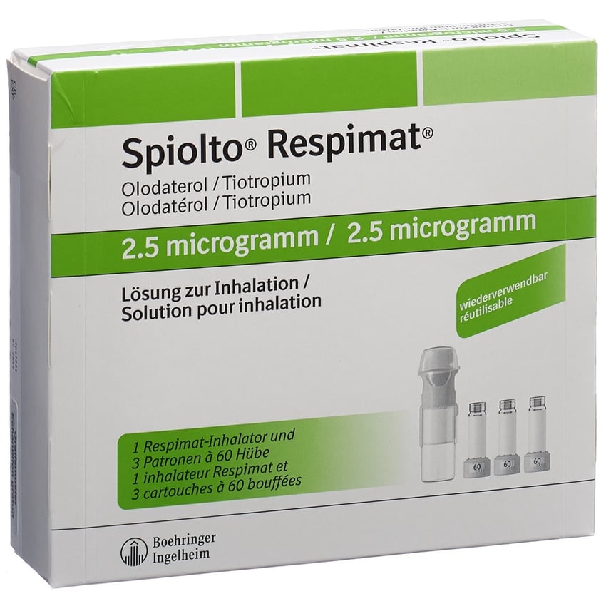 SPIOLTO Respimat sol inhal 2.5 mcg/Hub réutilisable spr dos 60 dos ...