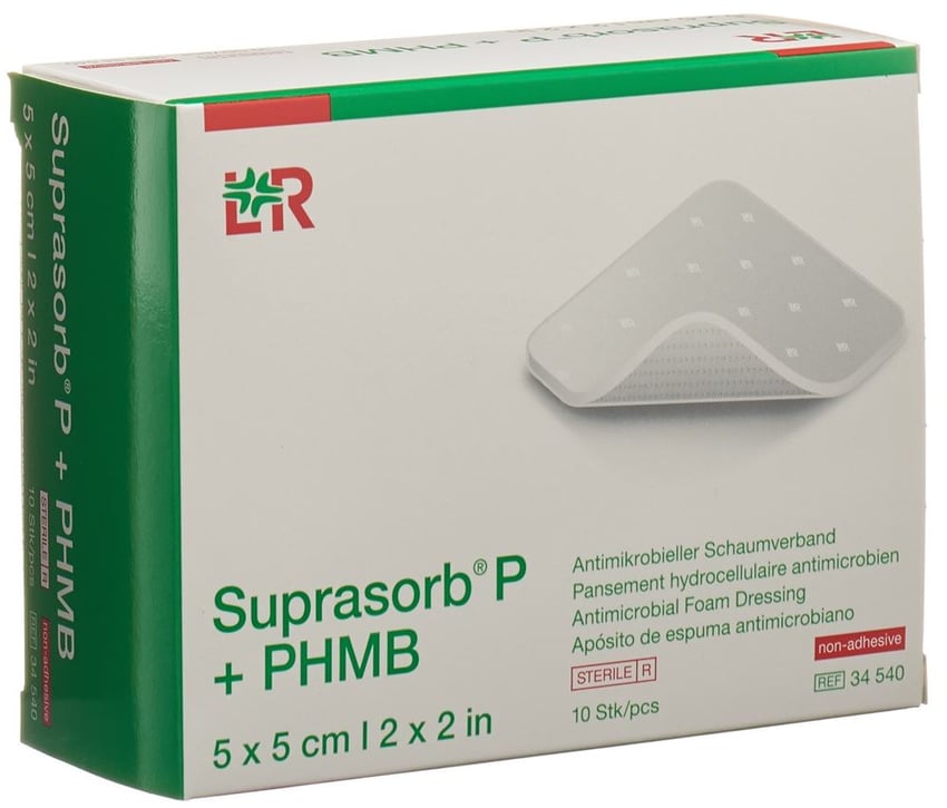 SUPRASORB P + PHMB pansement mousse antimicrobien 5x5cm 10 pce ...