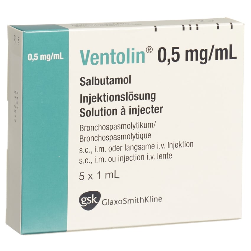 VENTOLIN Inj Lös 0.5 mg/ml Amp 1 ml | Online bestellen