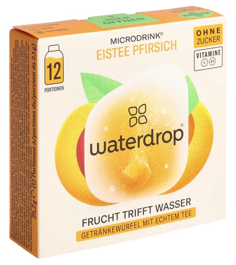 WATERDROP Eistee Pfirsich ohne Zucker Box 25.2 g