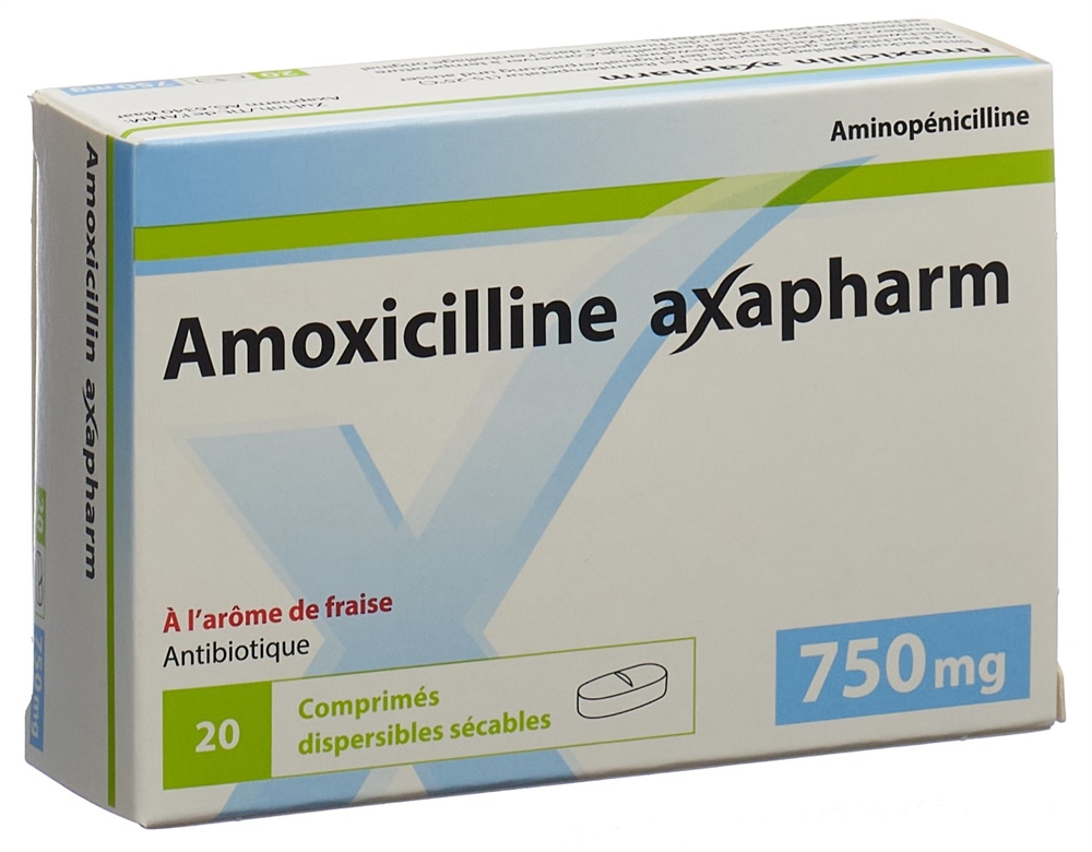 AMOXICILLINE axapharm cpr disp 750 mg blist 20 pce | Commander en ligne