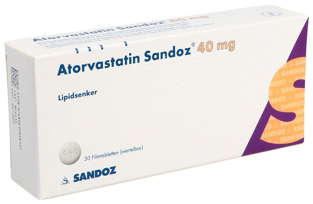 ATORVASTATINE Sandoz cpr pell 40 mg blist 30 pce | Commander en ligne