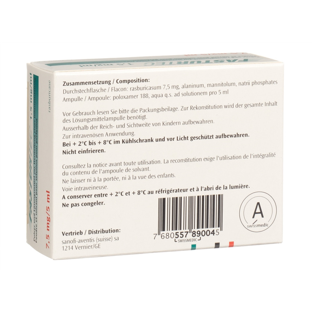 Fasturtec subst sèche 7.5 mg cum solvens flac 1 pce | Commander en ligne