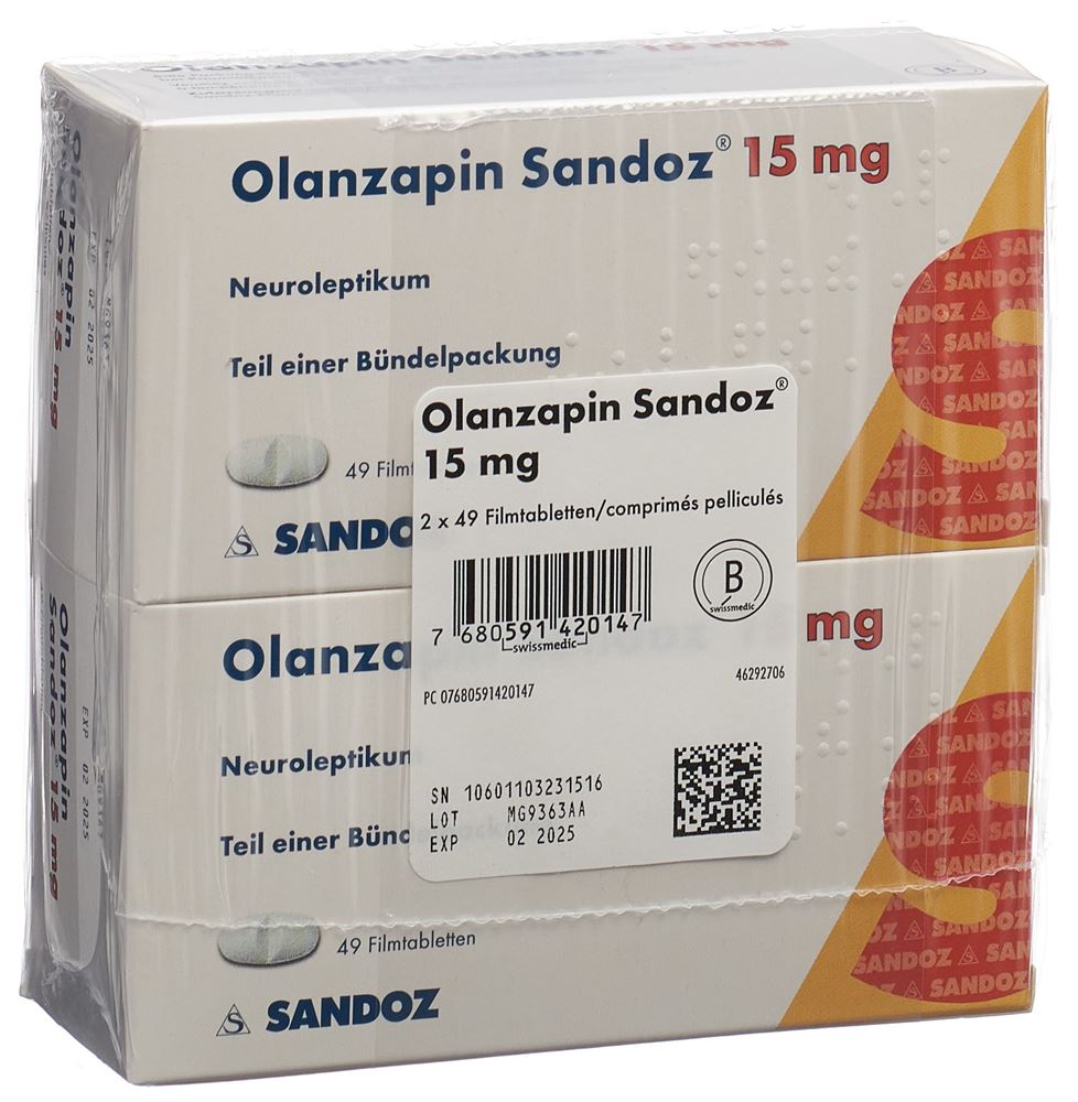 OLANZAPINE Sandoz Filmtabl 15 mg Blist 49 Stk | Online bestellen