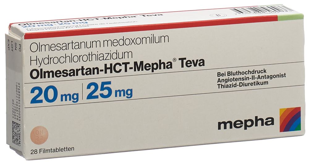 OLMESARTAN HCT Mepha Teva cpr pell 20mg/25mg blist 28 pce | Commander ...