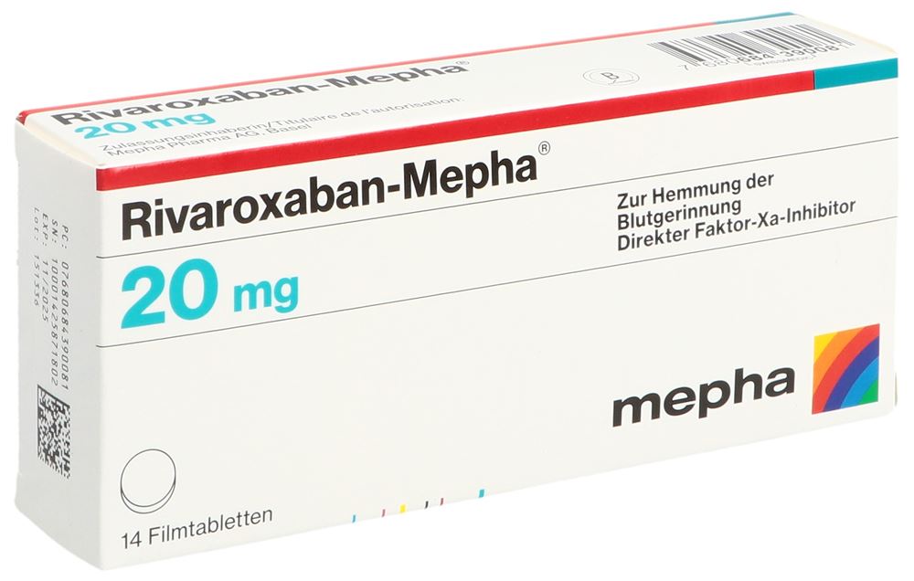 RIVAROXABAN Mepha Filmtabl 20 mg Blist 14 Stk | Online bestellen