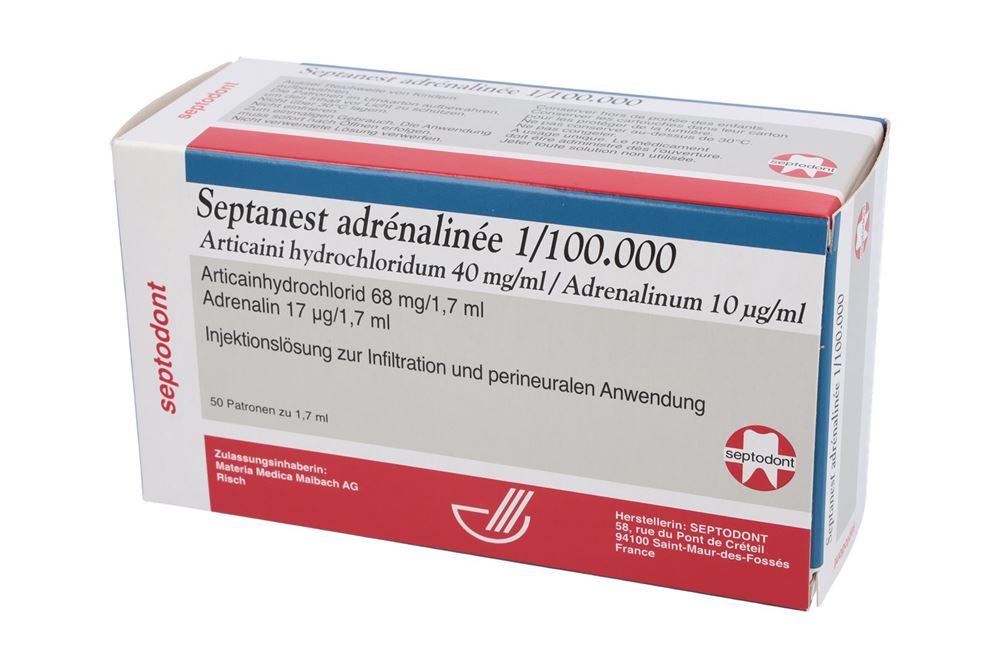 SEPTANEST adrénalinée 1/100000 Inj Lös Patronen 1.7 ml | Online bestellen