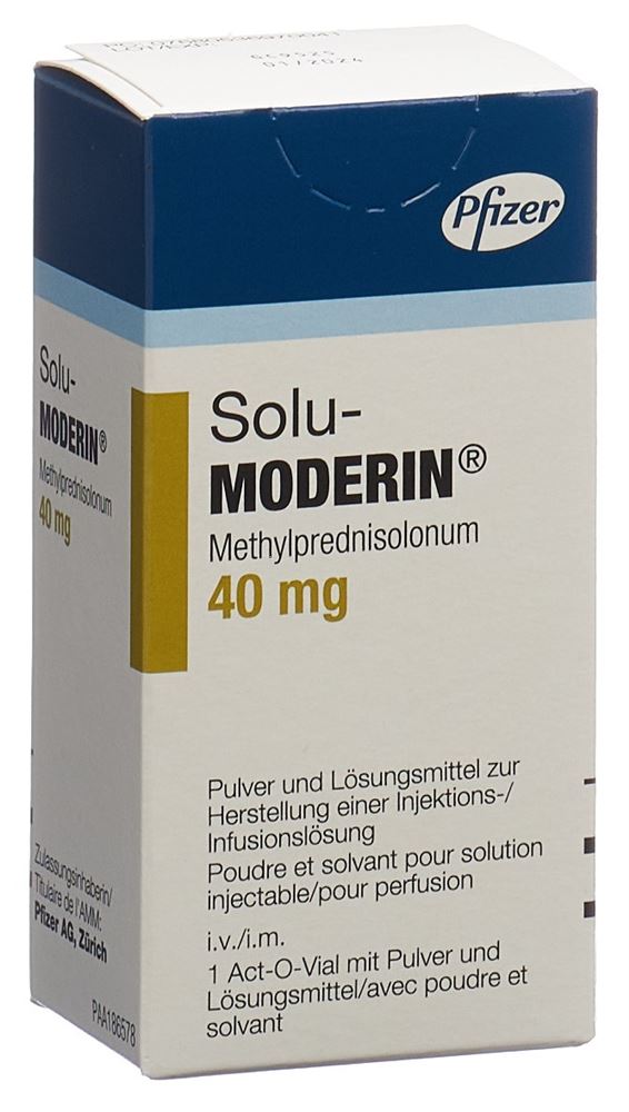 SOLU-MODERIN subst sèche 40 mg avec solvant Act O Vial 1 pce | Commander en ligne