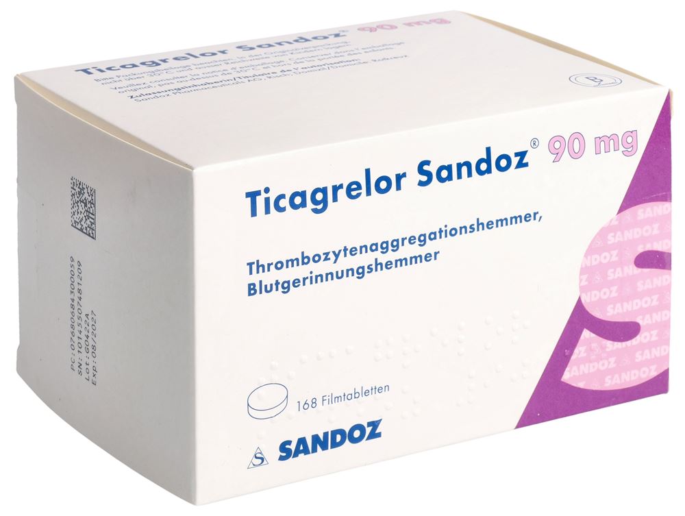 TICAGRELOR Sandoz Filmtabl 90 mg Blist 168 Stk | Online bestellen