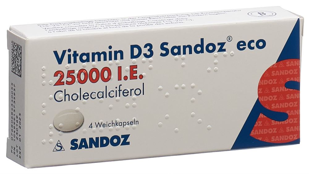VITAMINE D3 Sandoz eco Weichkaps 25000 IE Blist 4 Stk | Online bestellen